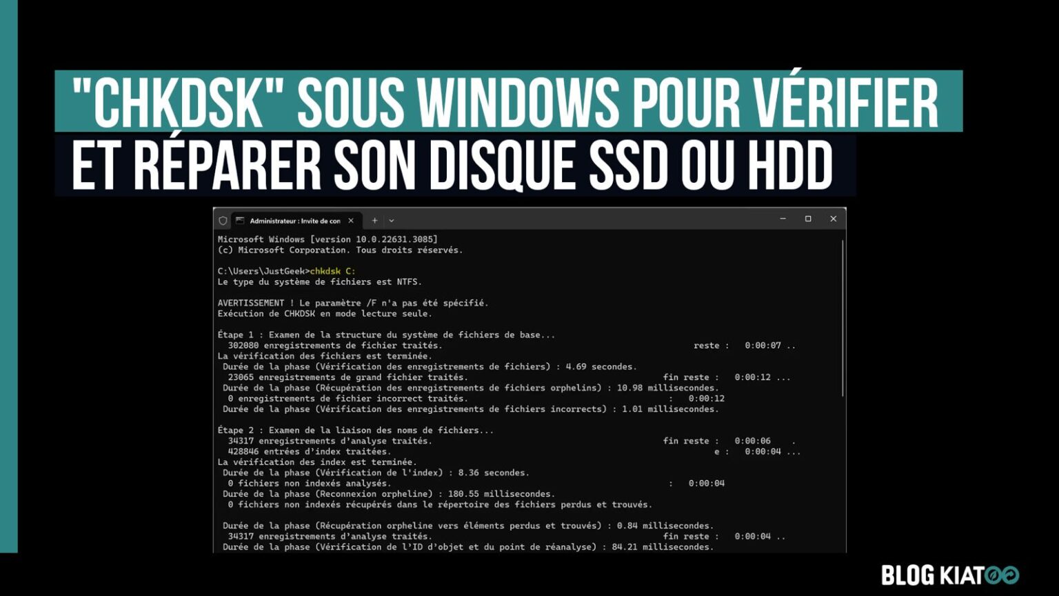 chkdsk Windows : vérifier et réparer un disque dur ou SSD
